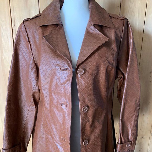 Dialogue | Jackets & Coats | Dialogue Tan Embossed Genuine Leather ...
